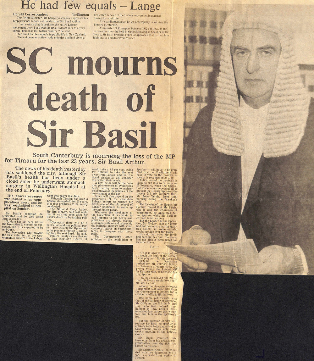 SC mourns the death of Sir Basil / He had few equals - Lange | Aoraki ...