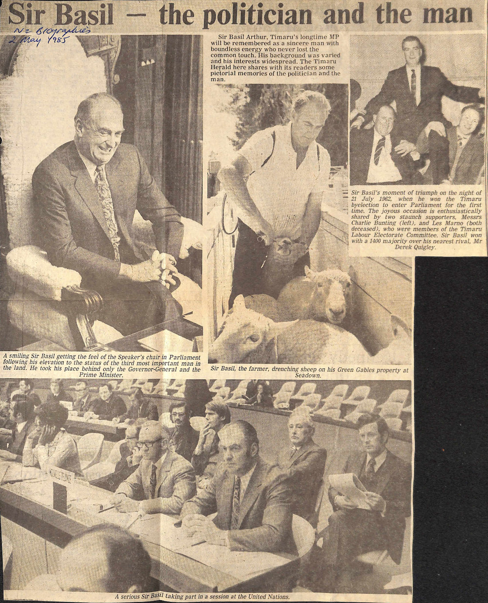 Sir Basil - the politician and the man | Aoraki Heritage Collection