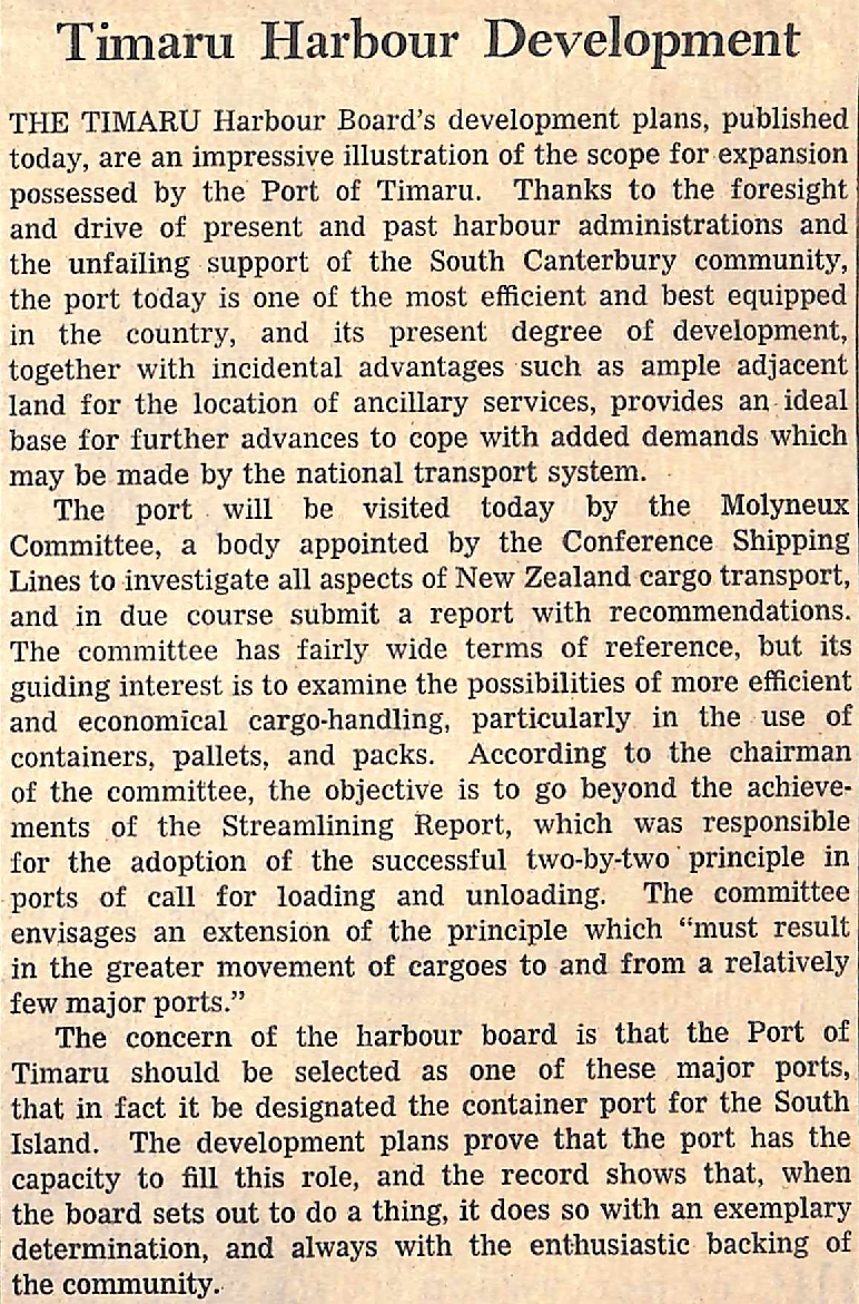 Editorial: Timaru Harbour Development | Aoraki Heritage Collection