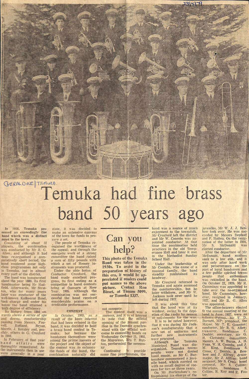 Temuka had fine brass band 50 years ago | Aoraki Heritage Collection