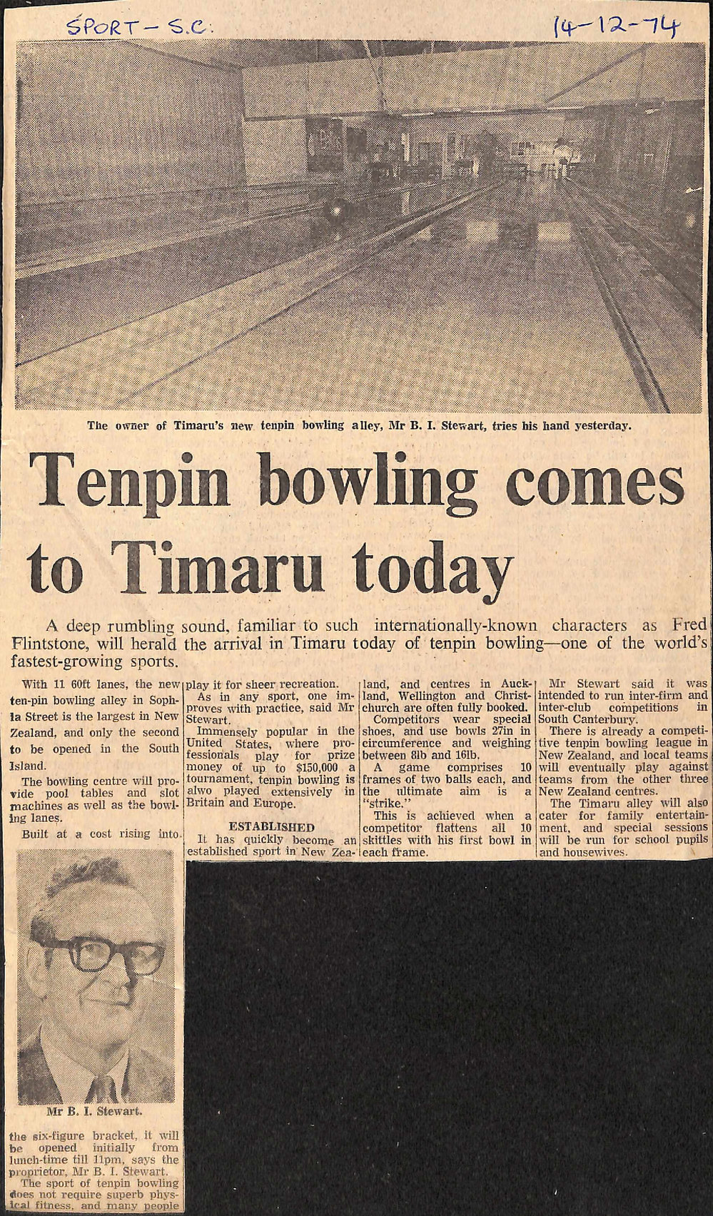Tenpin bowling comes to Timaru today | Aoraki Heritage Collection