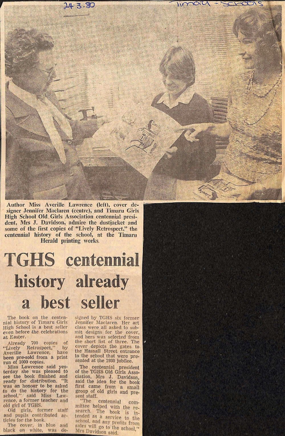 TGHS centennial history already a best seller | Aoraki Heritage Collection