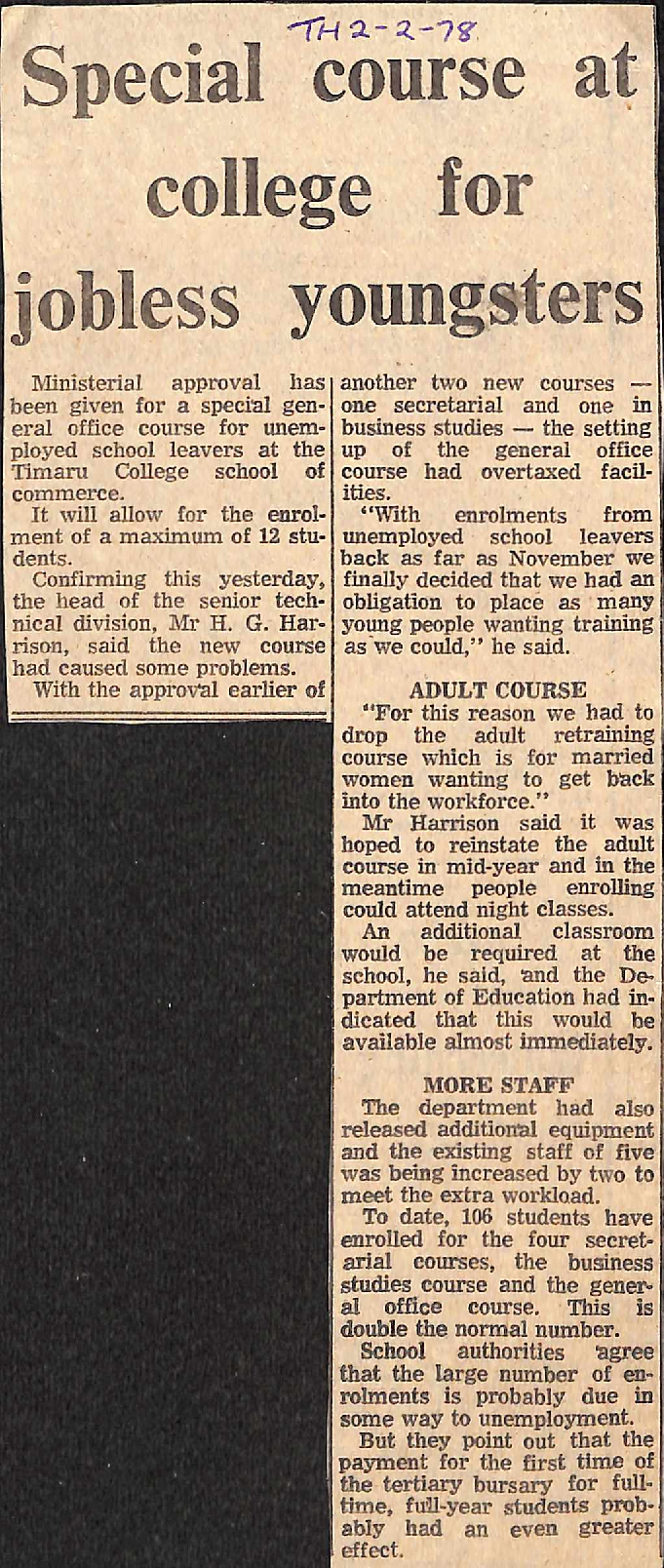 Special course at college for jobless youngsters | Aoraki Heritage ...